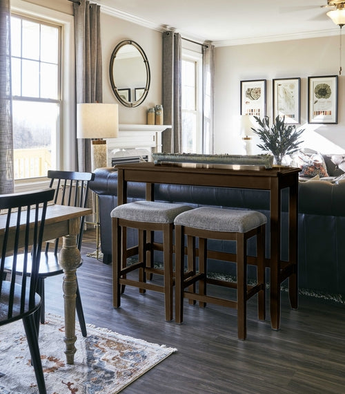 Space-Saving Sofa Bar Table with Stools – 3-Piece Set – Decor Moxie